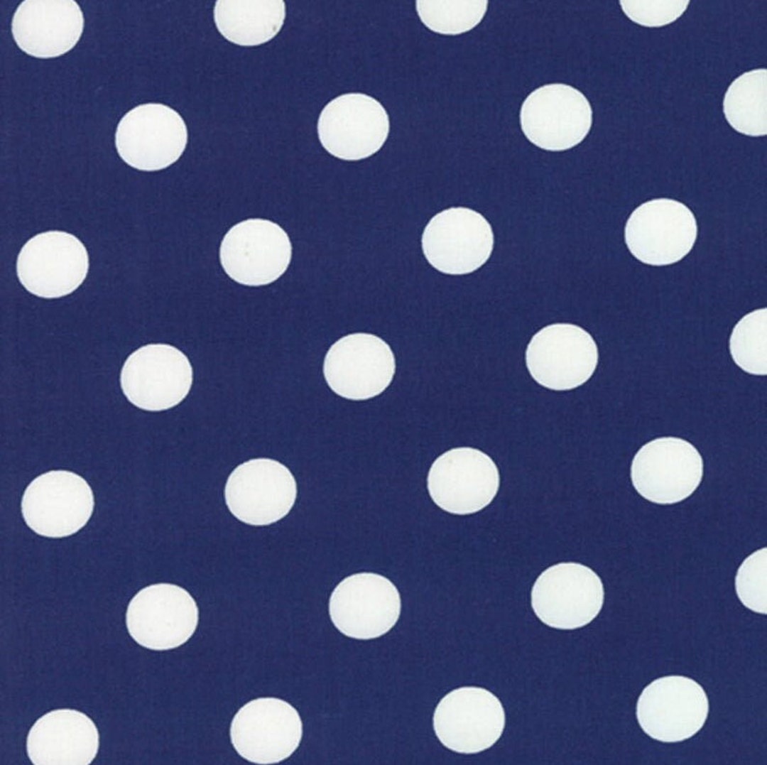 Dottie Cotton Fabric: White Medium Dots on Blue - 45" Wide - Etsy