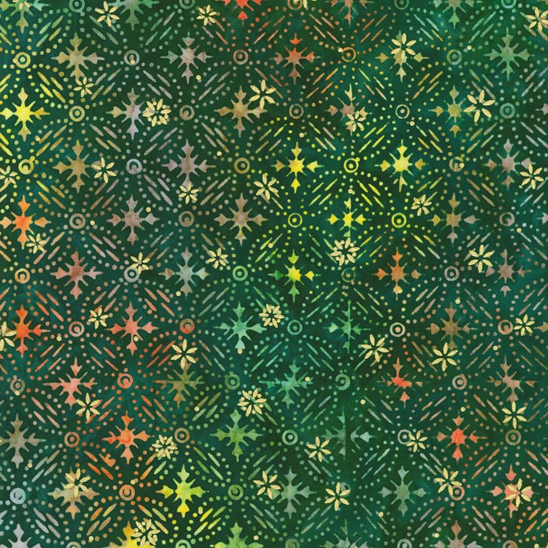 Gold Sparkle Batik Fabric: Geometric Forest - Artisan Batiks - Etsy