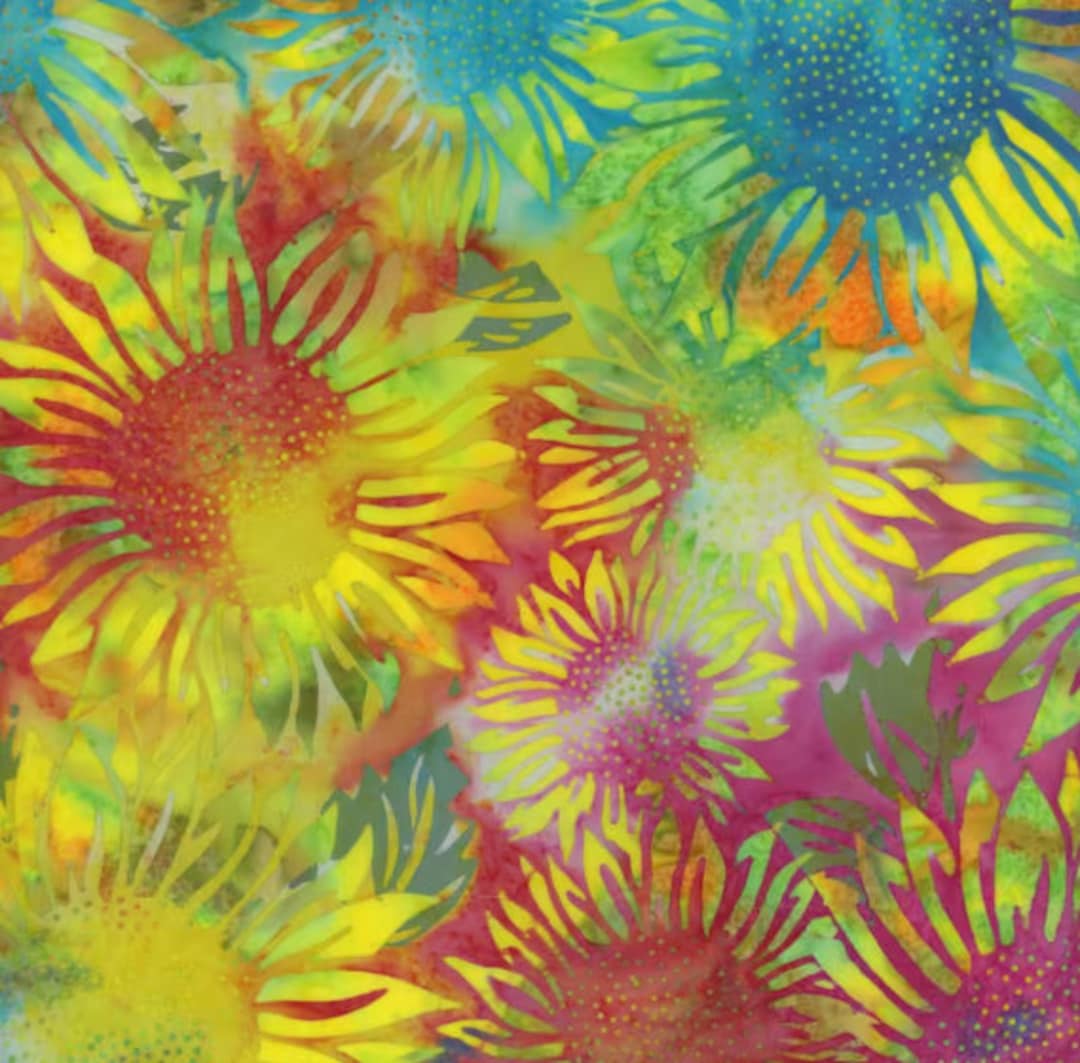 Bali Batik Multi Sunflower Batik Fabric Cotton Fabric - Etsy