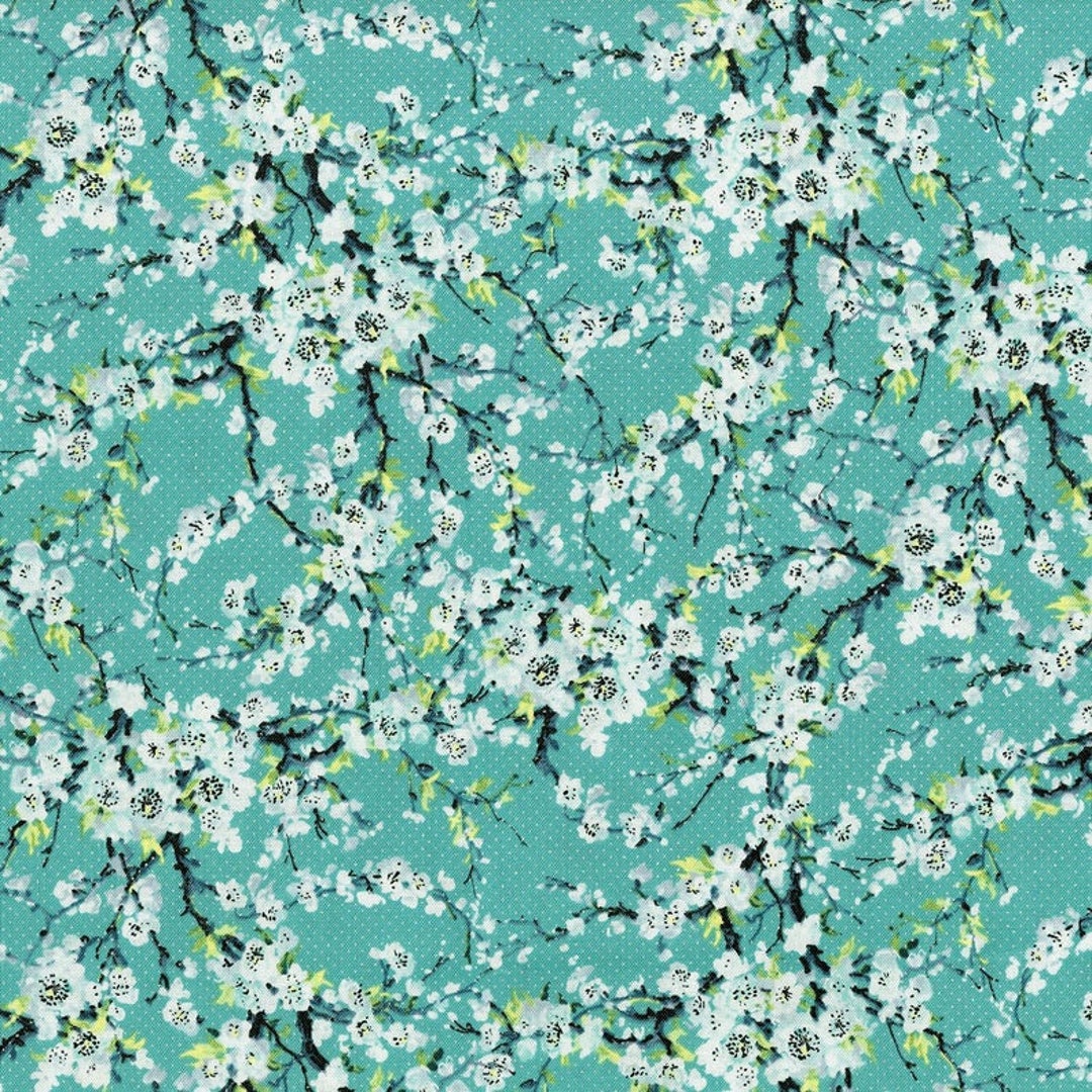 Serene Spring - First Flourish Breeze Metallic Fabric by Flaurie ...