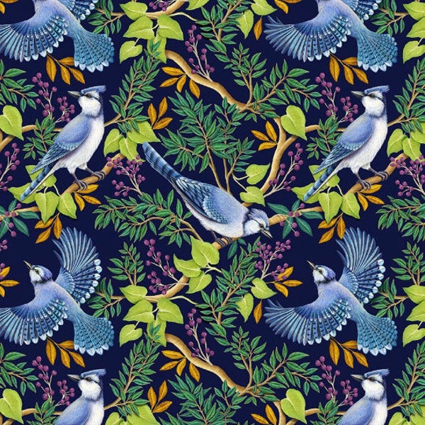 Blue Bird Fabric - Etsy