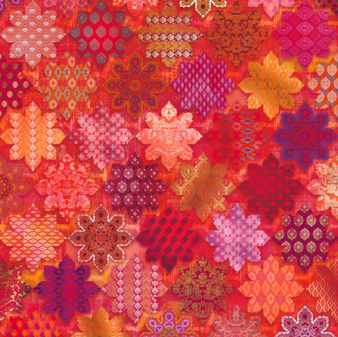 RJR Fabrics Flourish Tiles Ruby Fabric Digital Print - Etsy