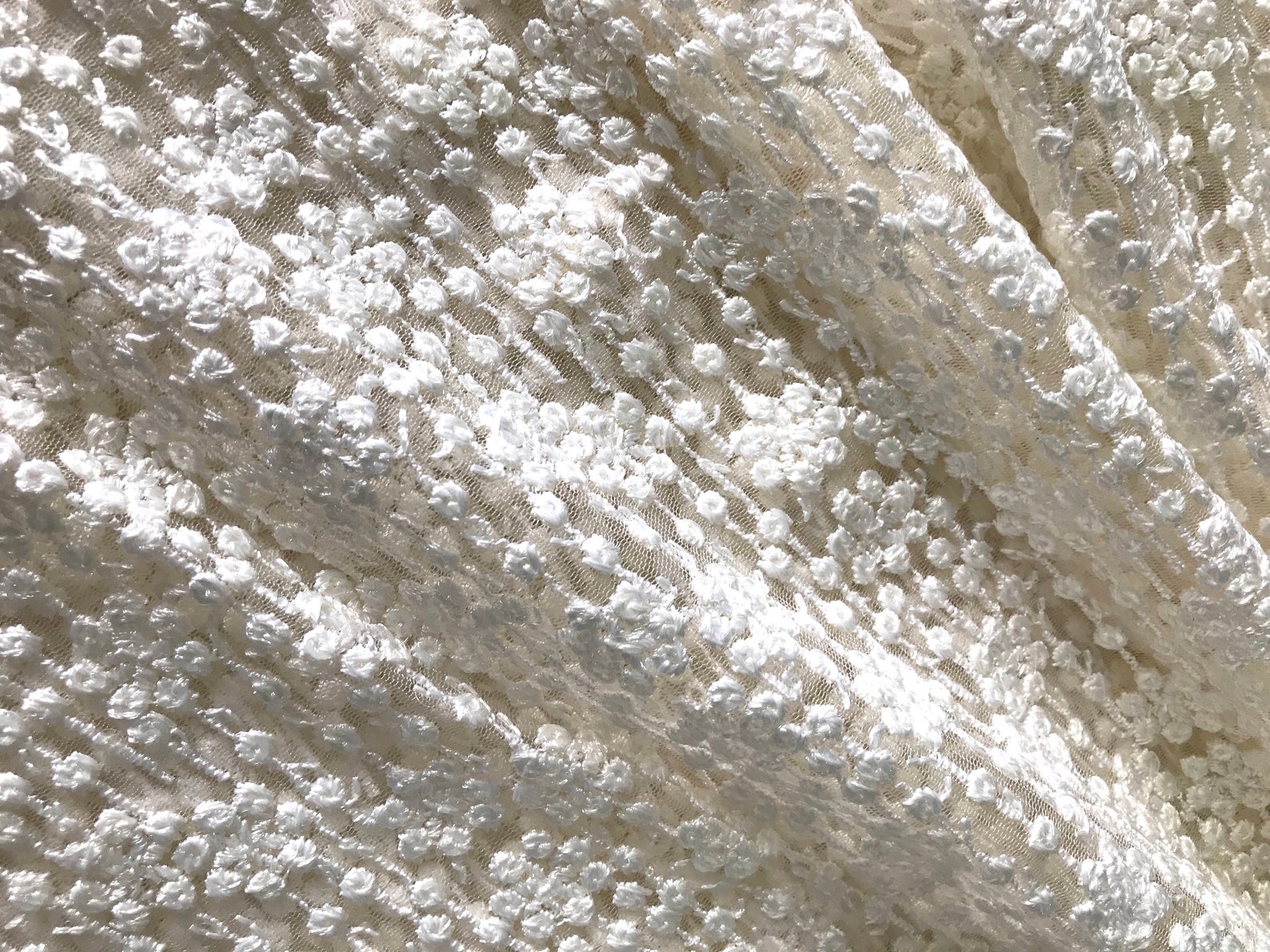 Cream Embroidered Net Fabric Embellished With Sequins sold | Etsy