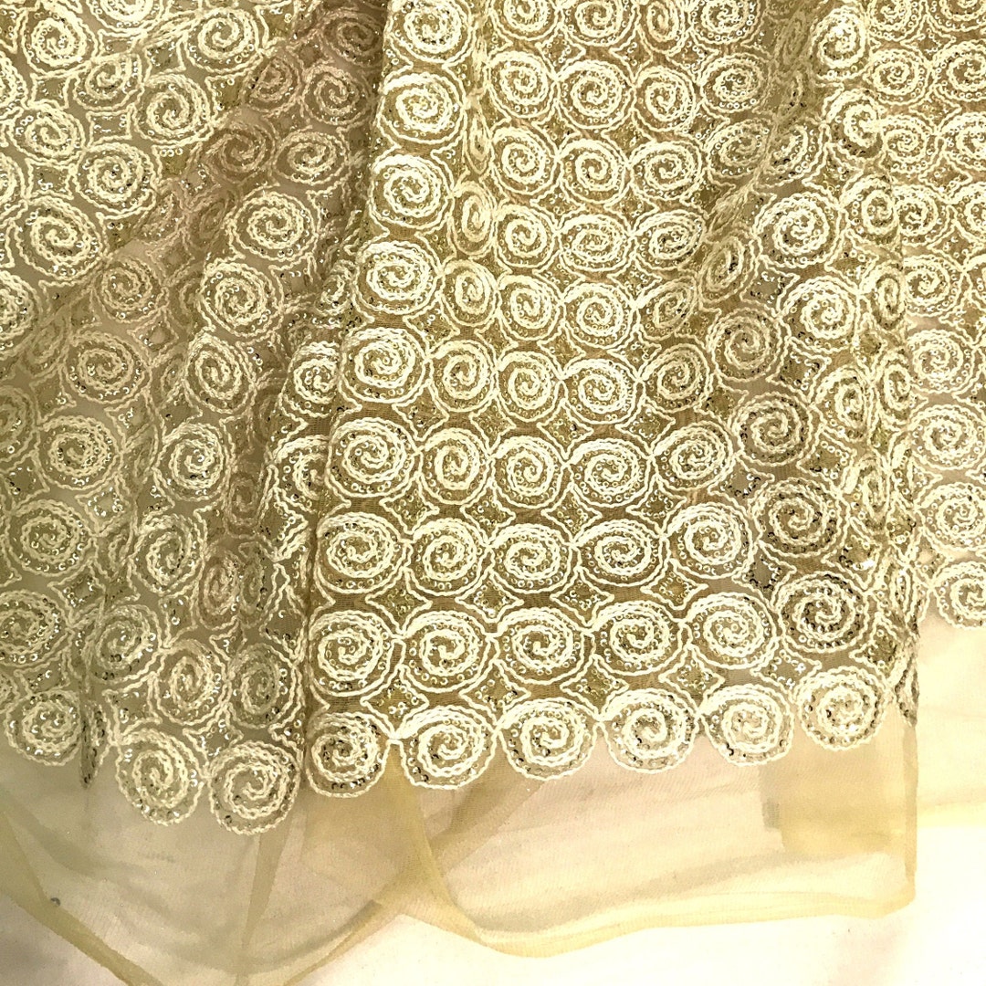 Embroidered Net Fabric Embellished With Sequins - Etsy