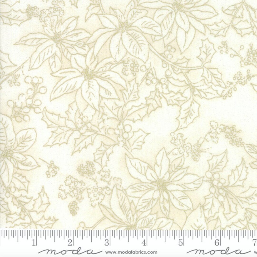 Moda Fabrics Forest Frost Glitter Snow Poinsettias Fabric Metallic ...