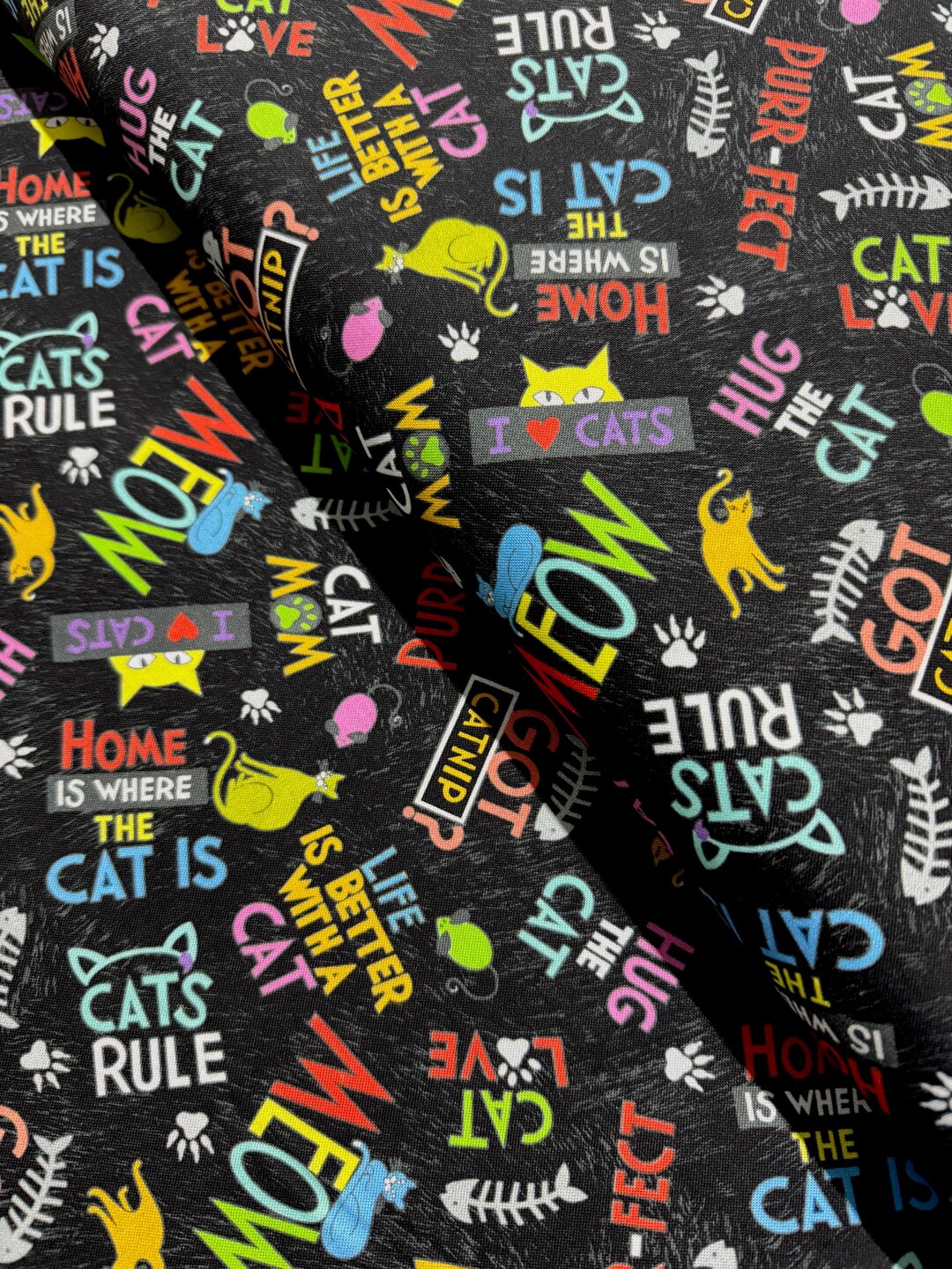 Kool Cats - Cool Cats Text - Digital Print - Cotton Fabric - Etsy