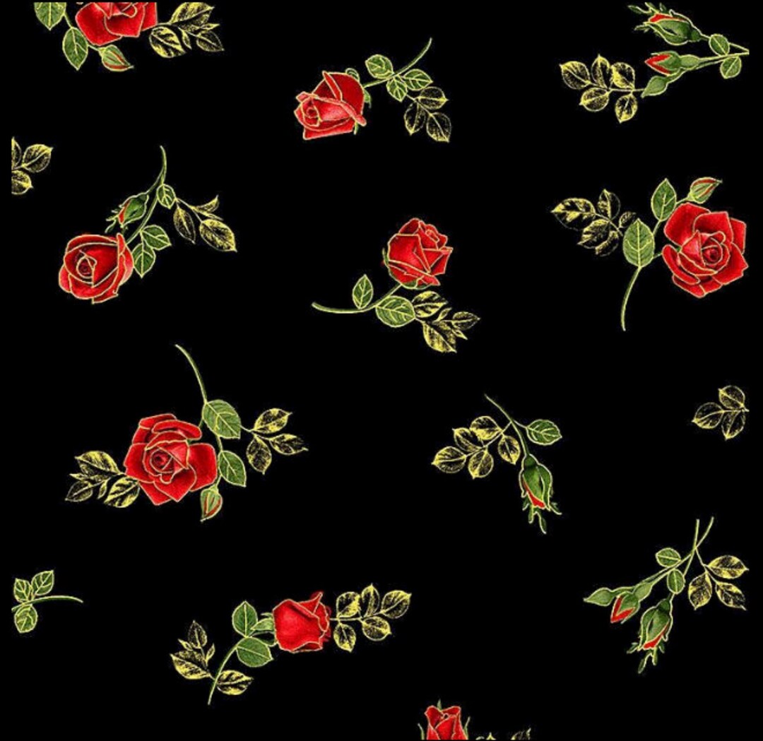 Gilded Rose - Tossed Red Metallic Rose Buds by Chong-a Hwang - Metallic ...