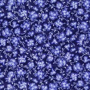 RJR Fabrics Daisy Blue Painted Petals Delft Fabric by Flaurie and Finch ...
