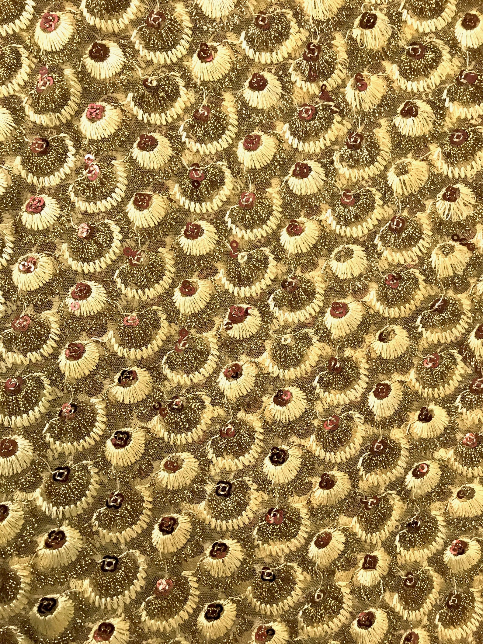 Gold Embroidered Net Fabric Embellished With Sequins sold | Etsy