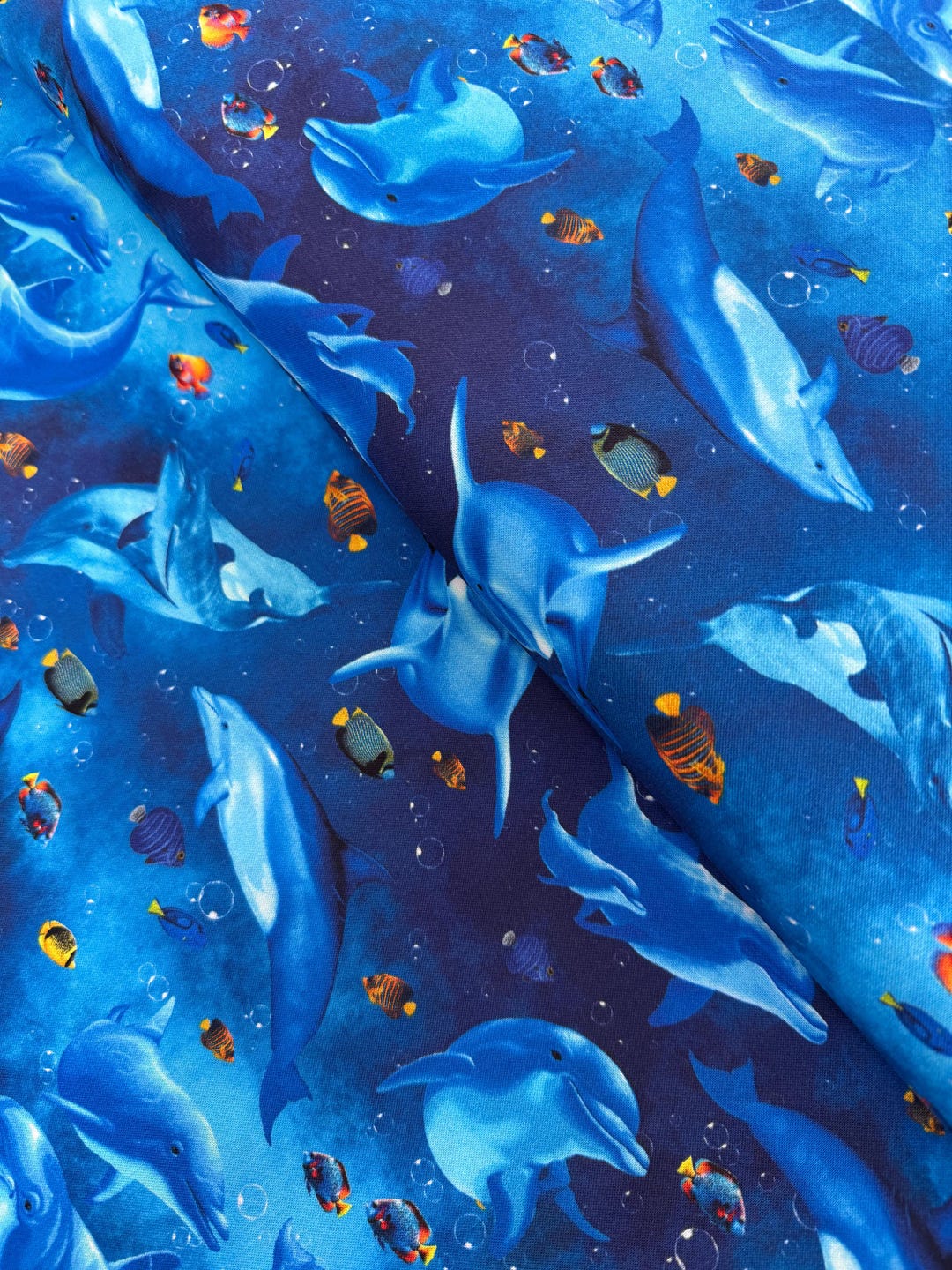 Dolphin and Fish Fabric: Underwater Ocean Cotton Quilt Fabric - Etsy