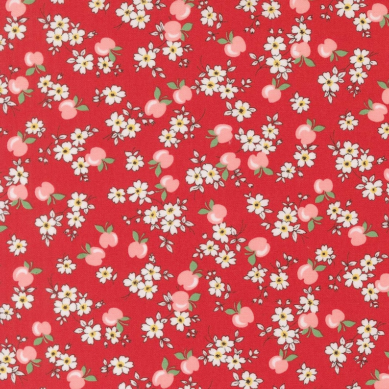 30s Playtime 2025 Apple Blossom Florals Scarlet Fabric by Linzee Mccray ...