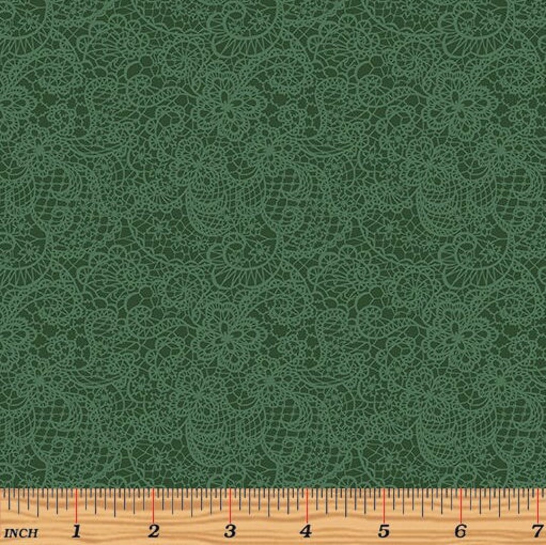 Benartex A Festive Season 3 Festive Lace Green Fabric by Jackie ...