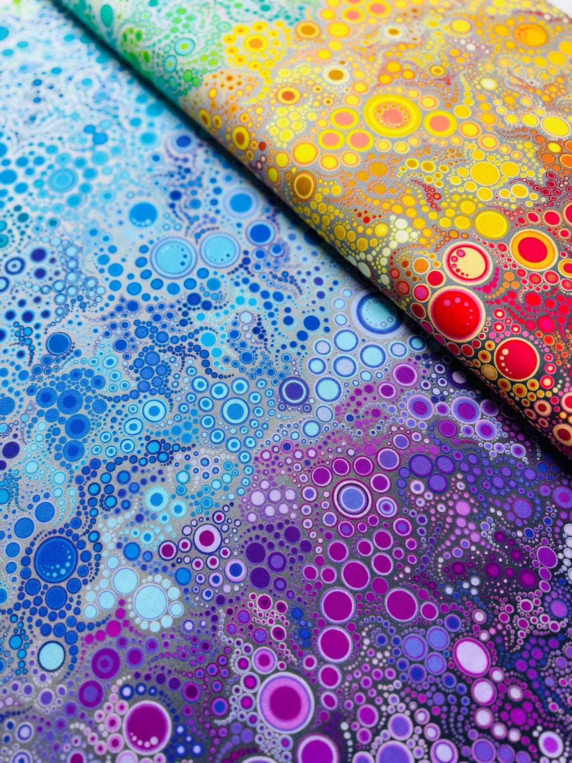 Effervescence Cotton Fabric: Multicolor Bubble Swirls, Amelia Caruso ...