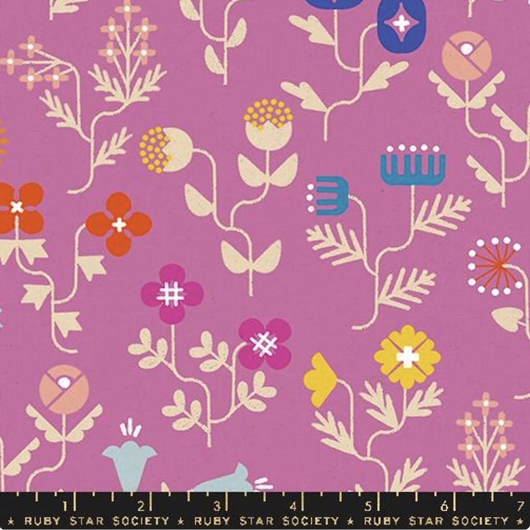 Ruby Star Society Linen Canvas Fabric: Heliotrope Purple, Salutations ...