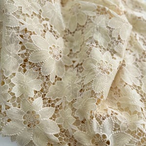 Cream Floral Embroidered Lace Fabric - Width 45" - Etsy