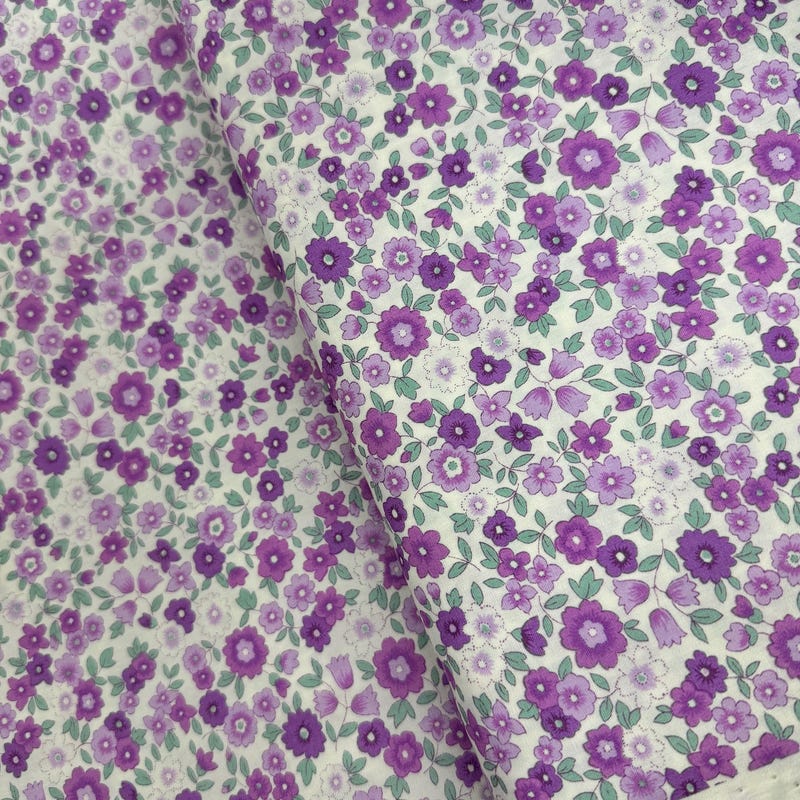 Purple Floral Fabric - Etsy