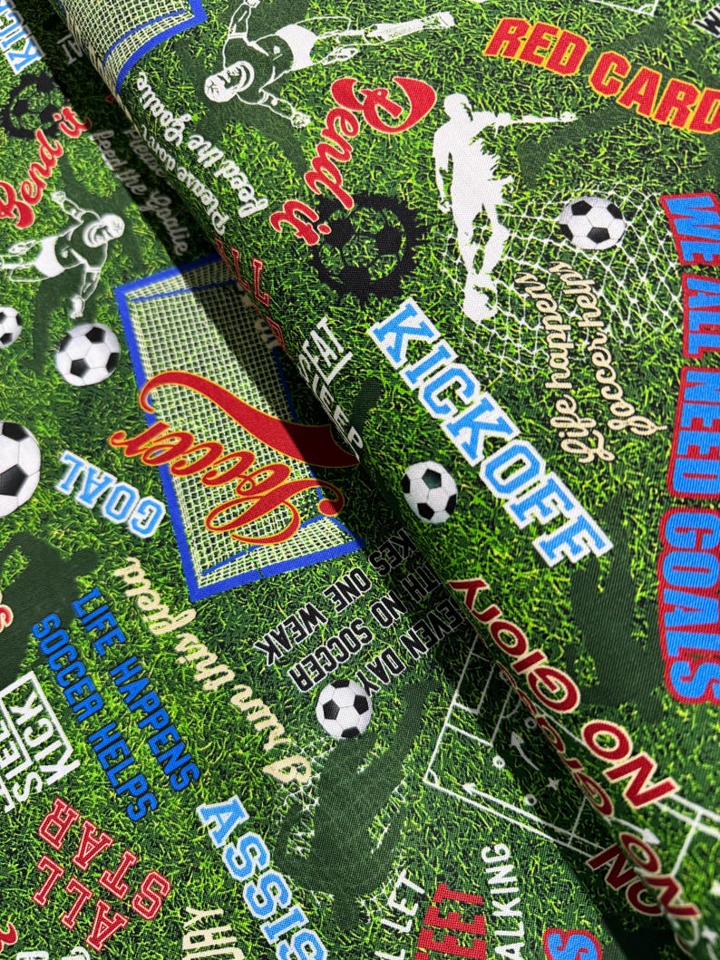 Soccer Words on Grass Fabric | Sports Themed Cotton - Etsy
