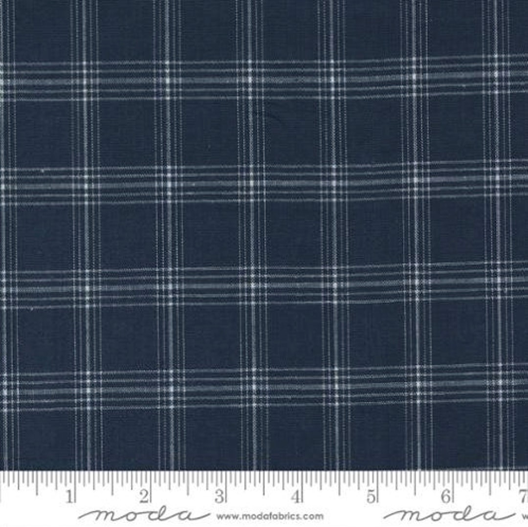 Vista Wovens Indigo - Check Fabric by Jenelle Kent - Woven Cotton ...