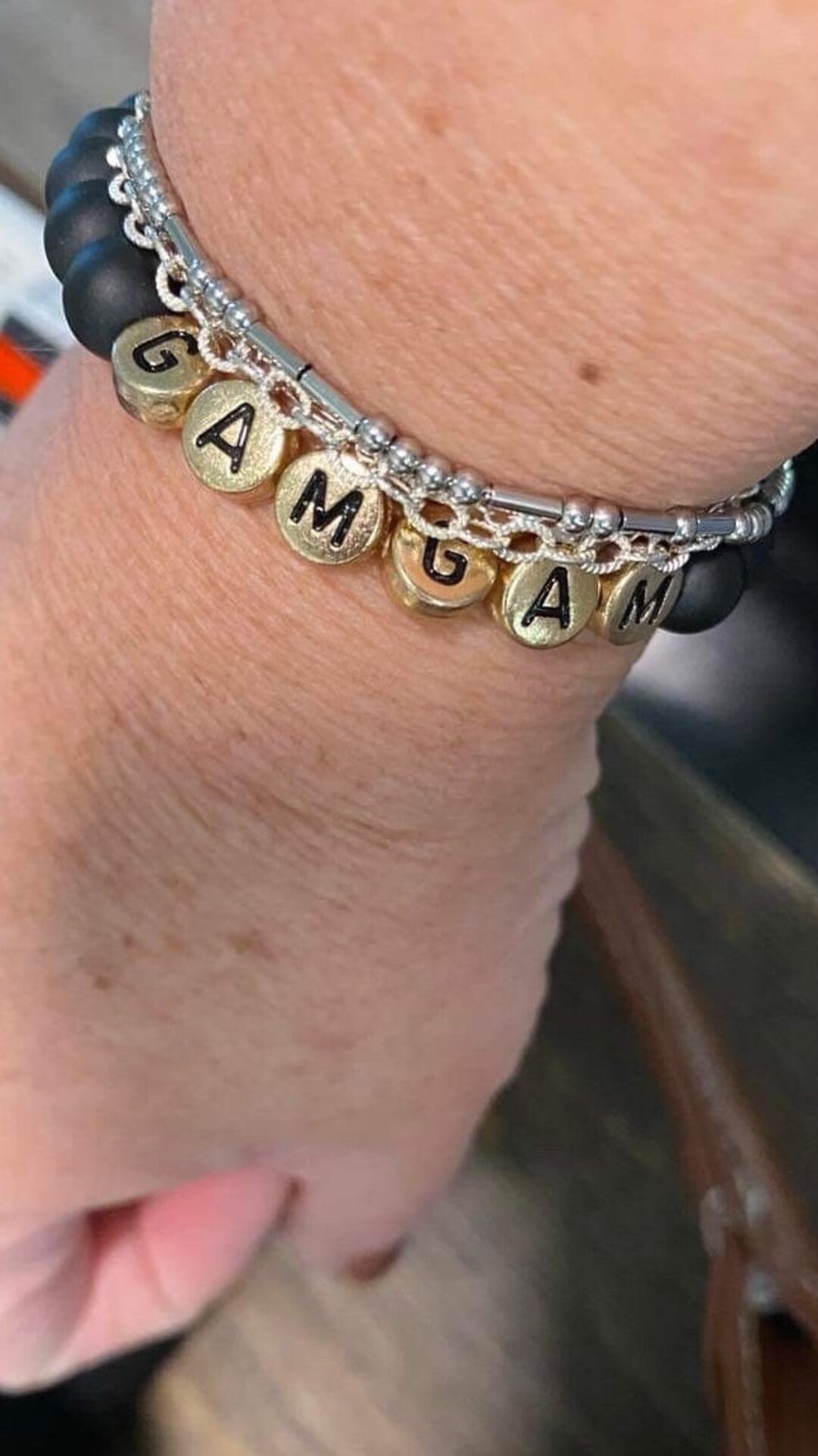 Personalized Gold Lettered Black Bracelet - Etsy