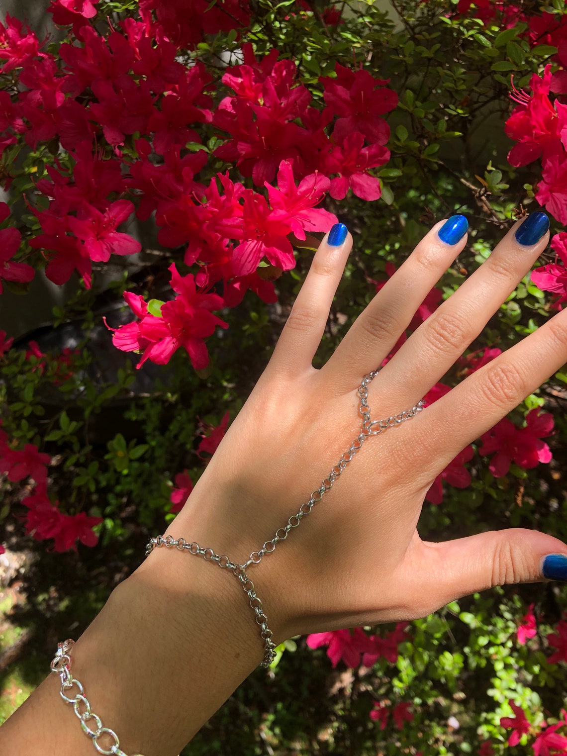 Simple Silver Hand Chain / Ring Bracelet - Etsy