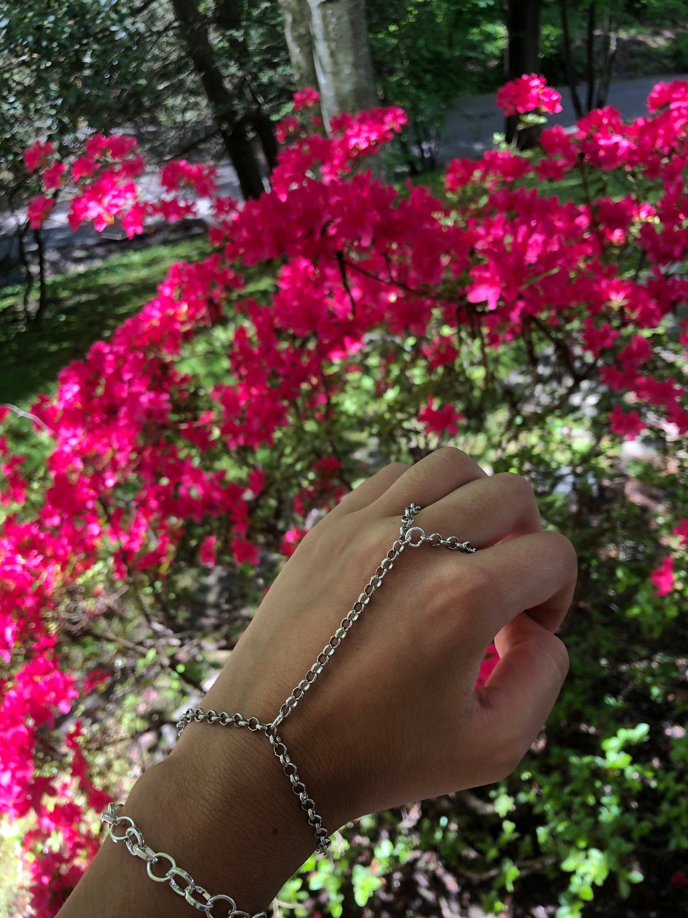 Simple Silver Hand Chain / Ring Bracelet - Etsy