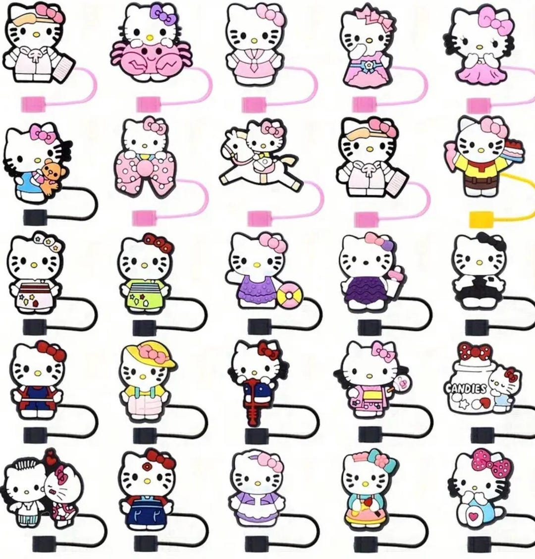 Kitty Straw Topper | Hello | Straw Charm | Straw Cover | Kitty Topper ...