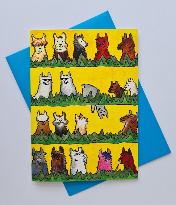 Llamas Greeting Card Funny Llama Card Humour Cute Designed | Etsy