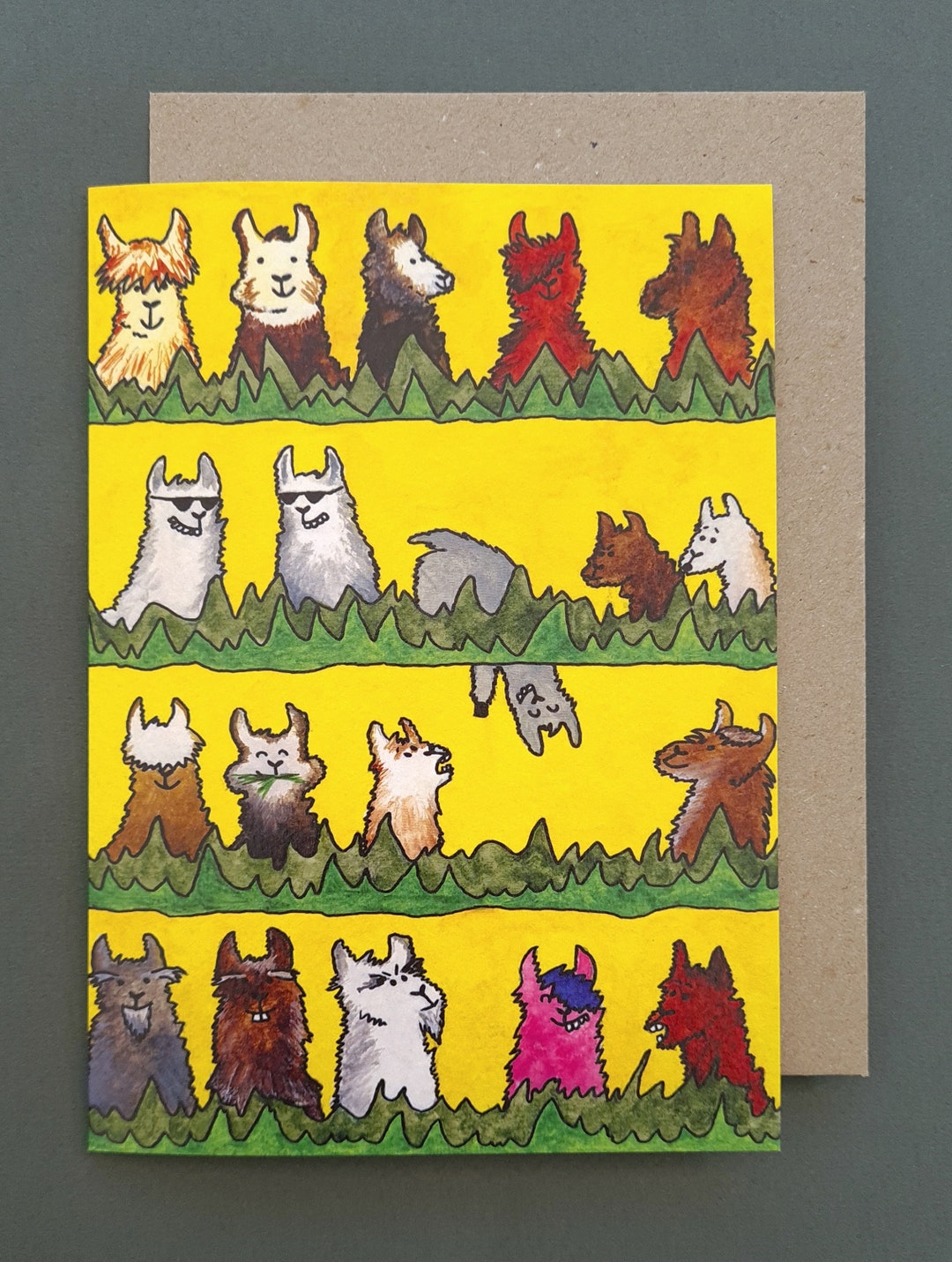 Llamas Greeting Card, Funny Llama Card, Humour, Cute, Designed and ...