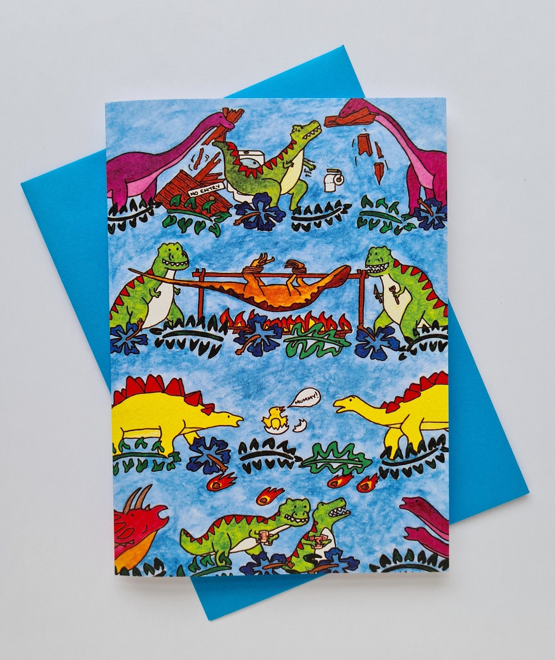 Dinosaurs Greeting Card Funny Dinosaur Card Humour Cute - Etsy