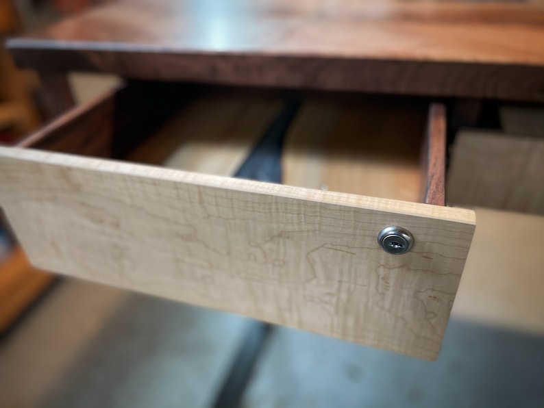 Walnut & Curly Maple River Desk With Motorized Legs - Etsy