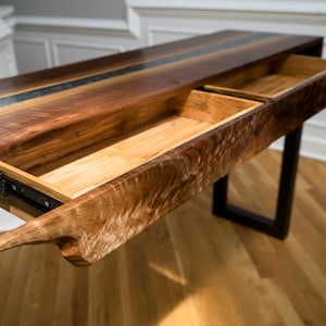 Highly Figured Walnut River Console Table With Silver Resin/epoxy - Etsy