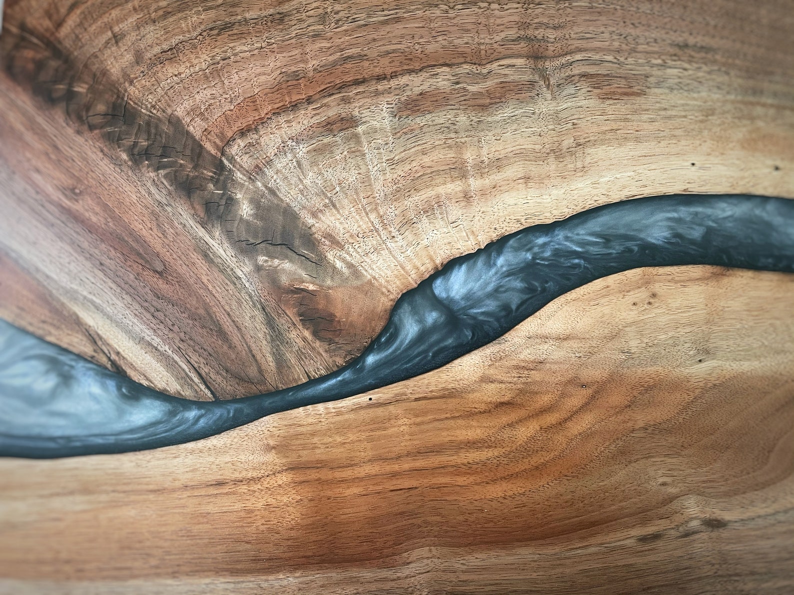 Highly Figured Walnut River Console Table With Silver Epoxy - Etsy