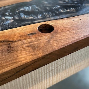 Walnut & Curly Maple River Desk With Motorized Legs - Etsy