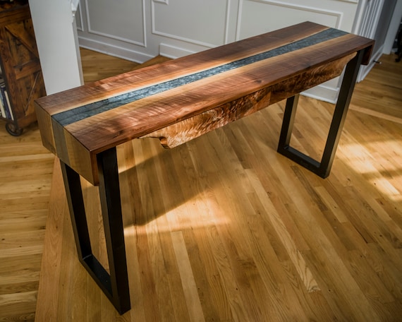 Highly Figured Walnut River Console Table with Book Matched | Etsy