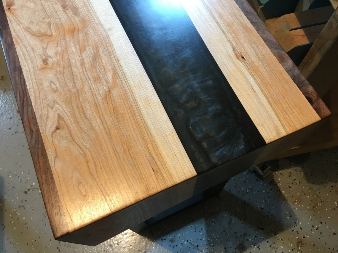 Cherry River Console Table With Black Resin/epoxy - Etsy