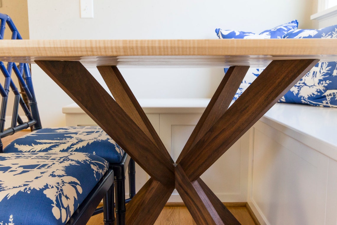 Highly Figured Curly Maple Breakfast Table Walnut Legs | Etsy