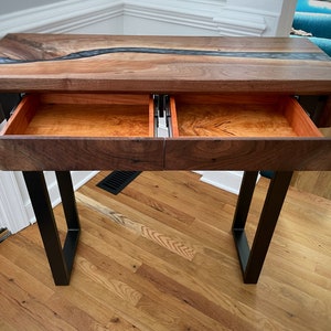 Highly Figured Walnut River Console Table With Silver Resin/epoxy - Etsy