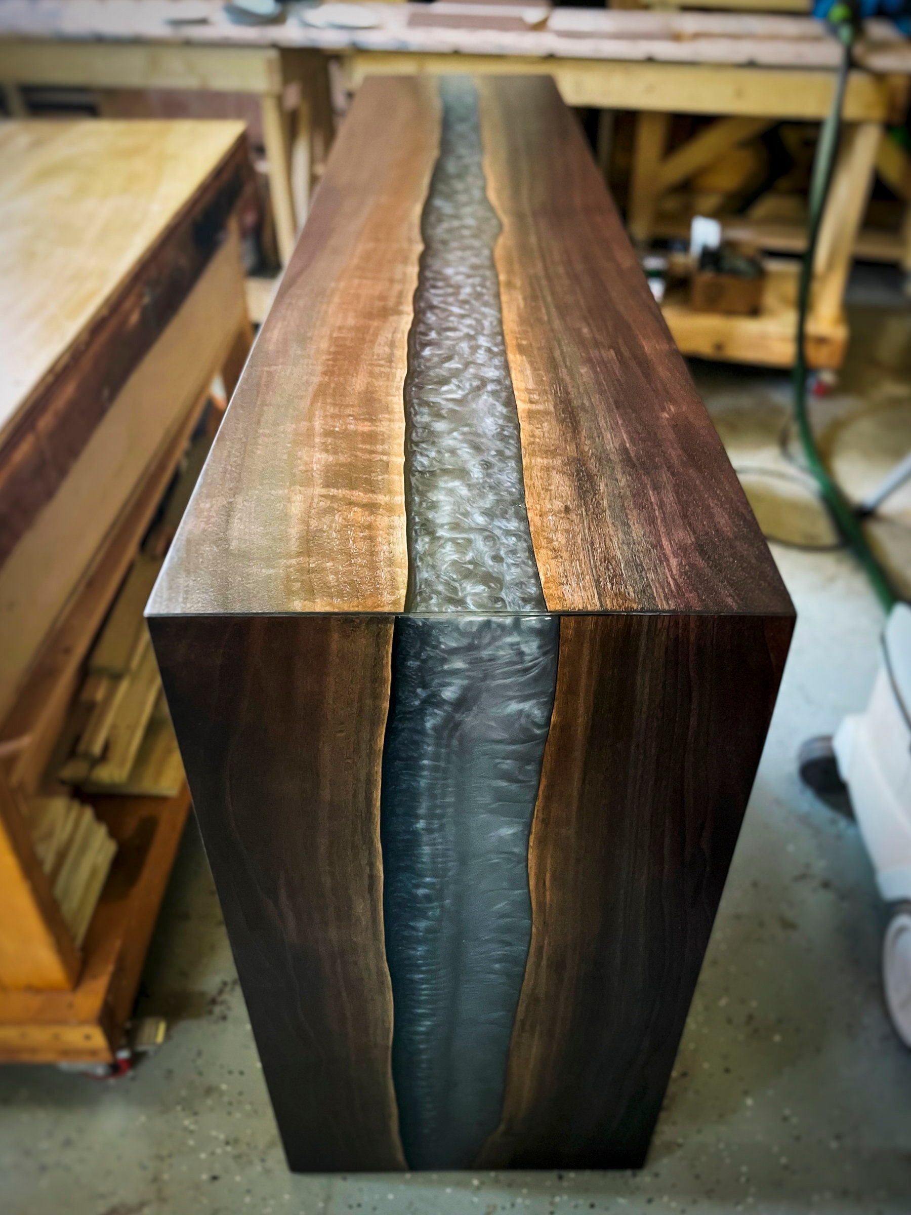 Walnut River Bar Table With Silver Resin/epoxy - Etsy