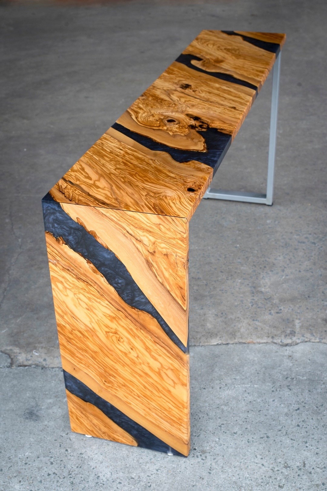 Olivewood Console River Table With Navy Resin/epoxy and Single - Etsy