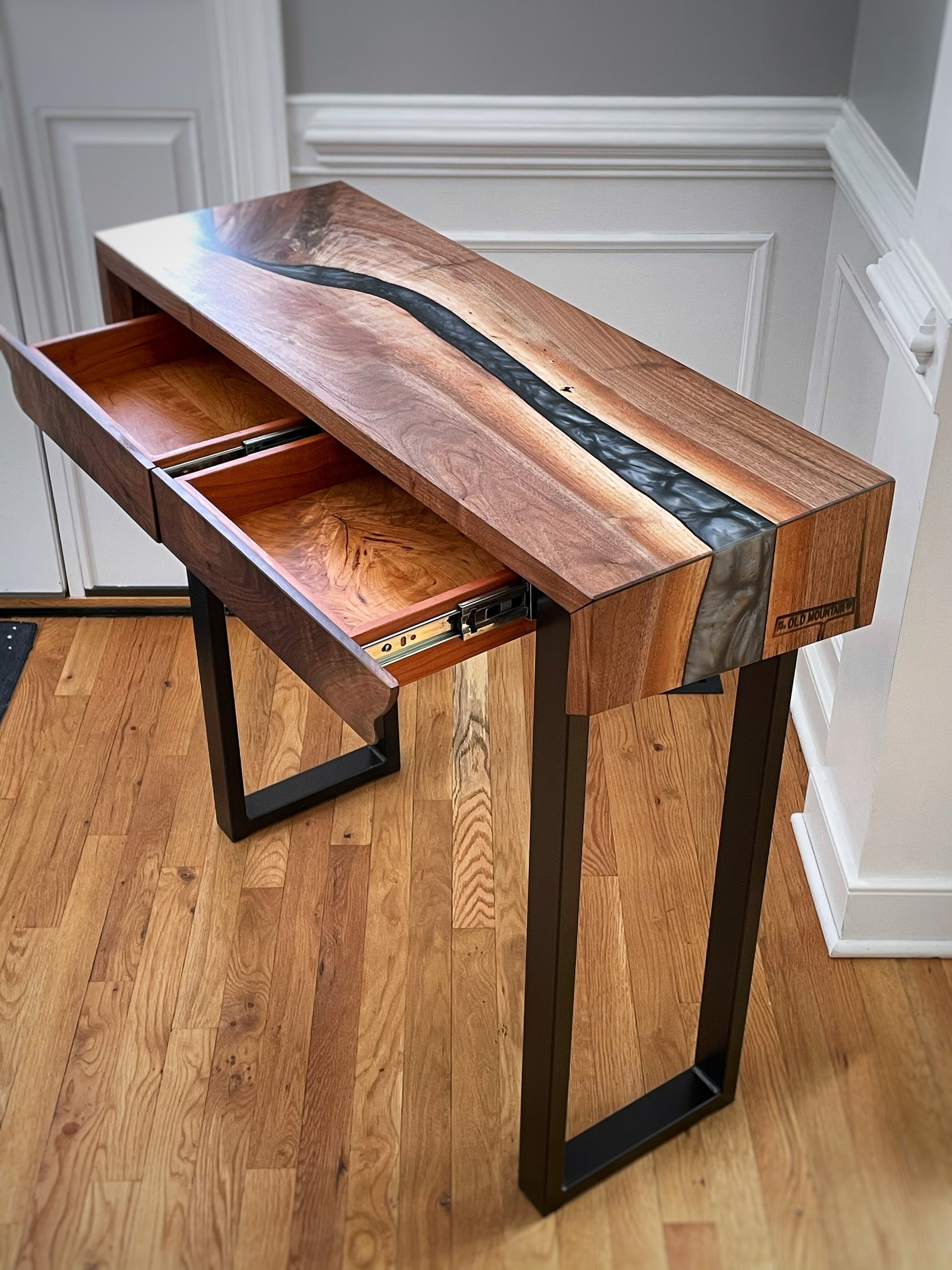 Highly Figured Walnut River Console Table With Silver Resin/epoxy - Etsy