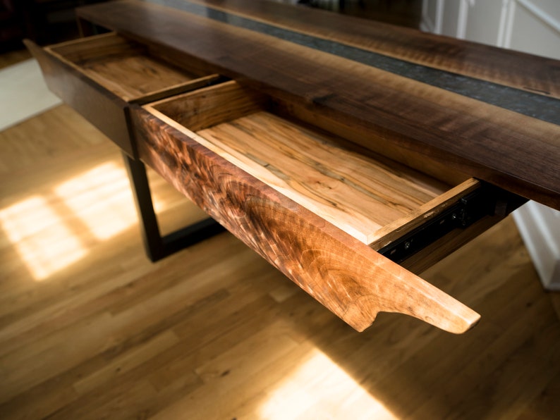Highly Figured Walnut River Console Table with Book Matched | Etsy