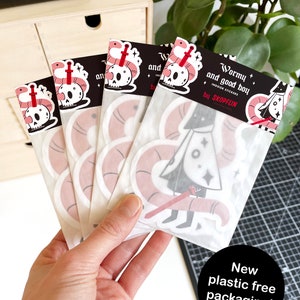 2 Unlikely Friends - Wormy and Good Boy - Sticker Set - Cute Weird ...