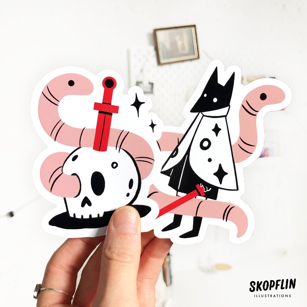 2 Unlikely Friends - Wormy and Good Boy - Sticker Set - Cute Weird ...