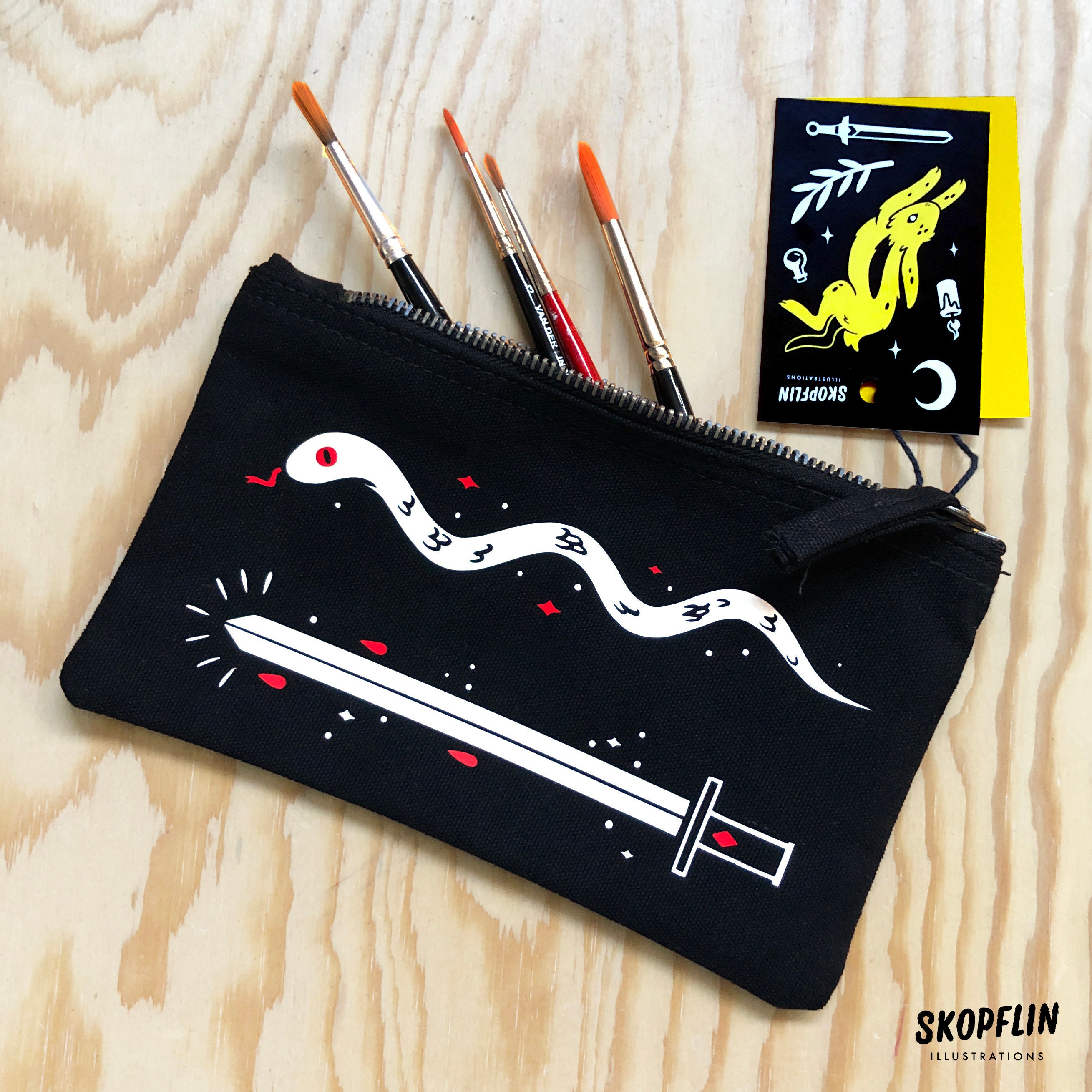 Sword Snake Pencil Case Canvas Zipper Pouch Witchy | Etsy