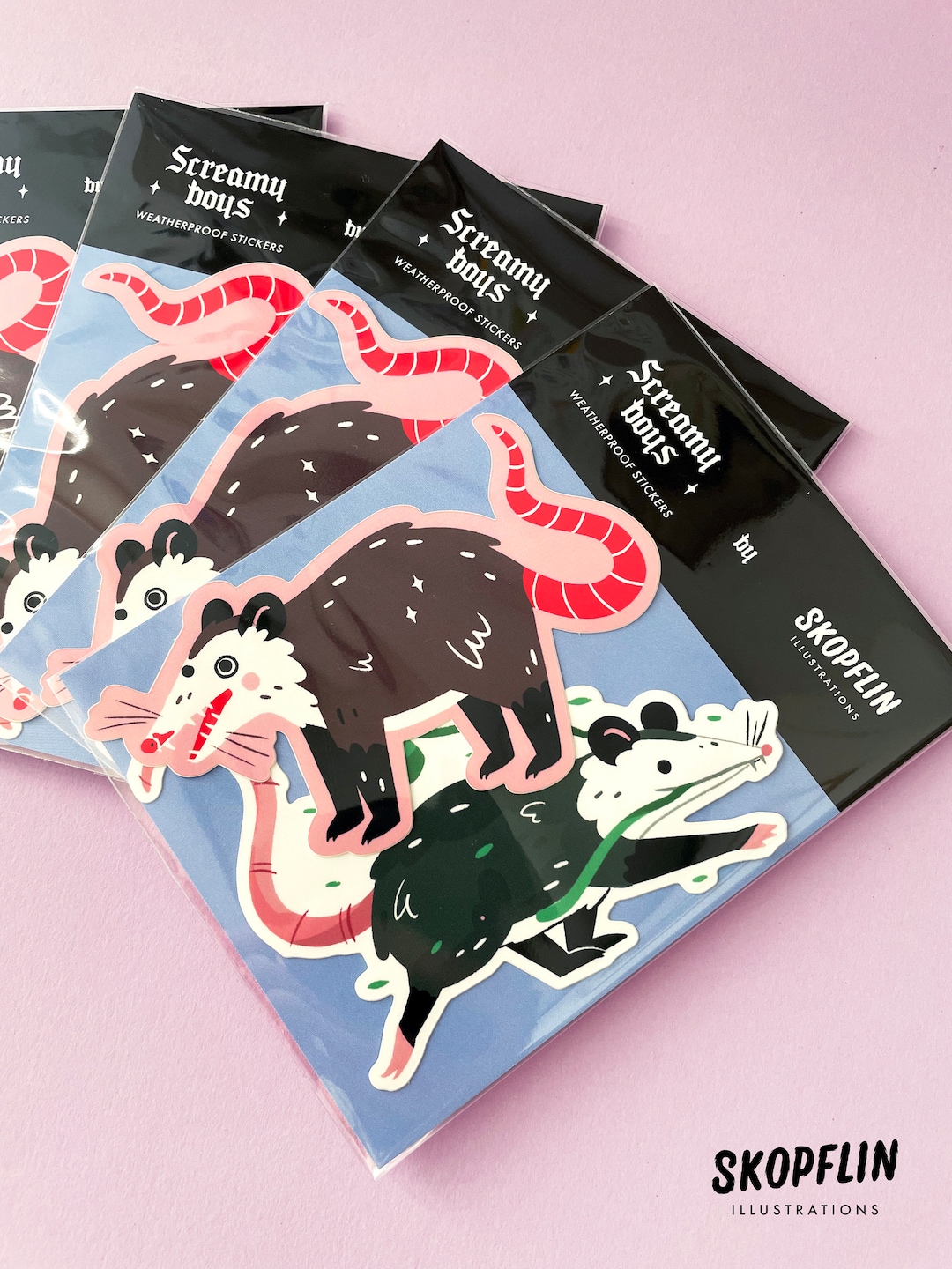Screamy Boys Cute Opossum Stickers Die Cut Vinyl Sticker Set - Etsy