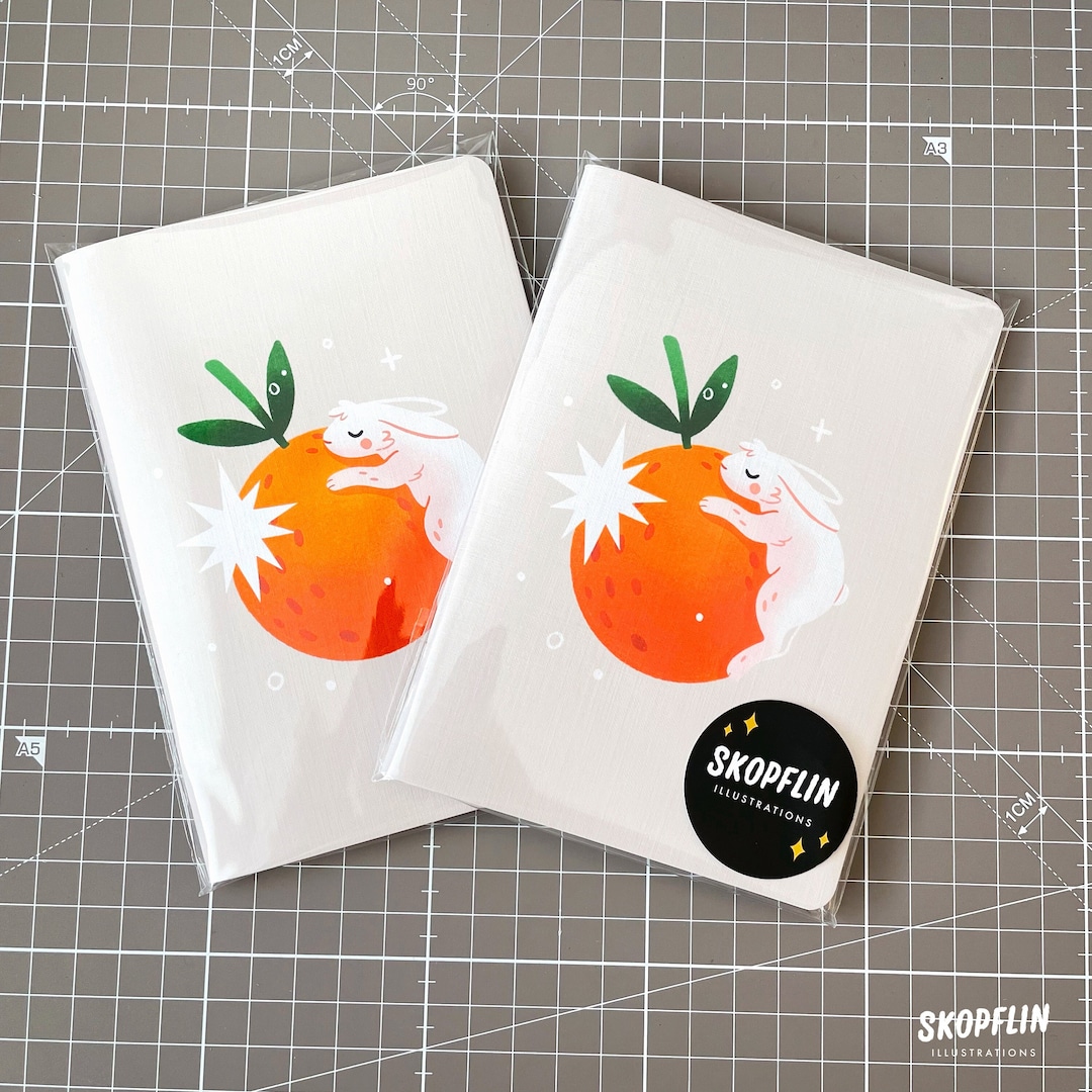 A6 Fox Bunny Notebook - Mini Handmade Sketchbook - Plain Notebook ...