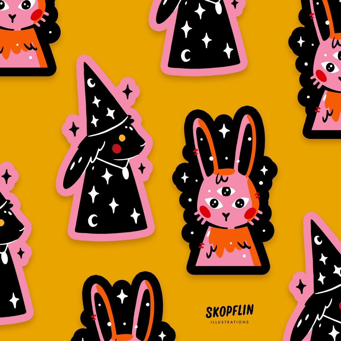 Magical Rabbits Stickerset Cute Animals Rabbit Bunny Art - Etsy