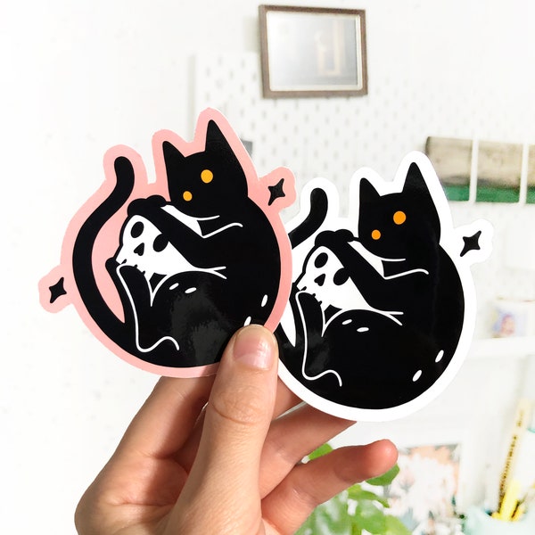 Skull Kitty Sticker - Etsy