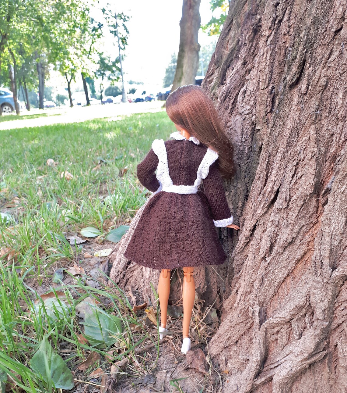 Barbie Doll clothes dress. School uniform. Knitted Dress for | Etsy