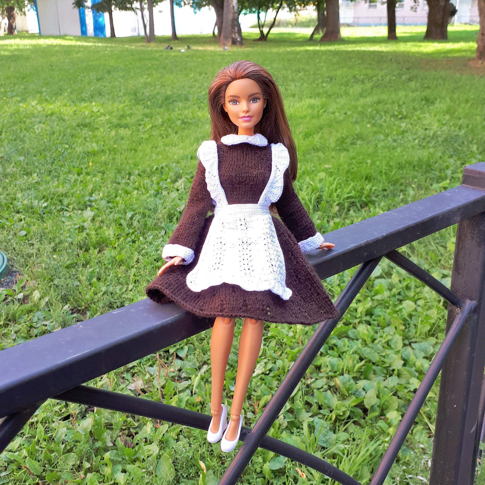 Barbie Doll clothes dress. School uniform. Knitted Dress for | Etsy